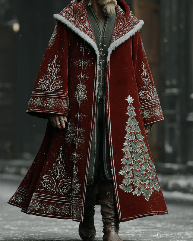 Christmas themed embroidered Santa Claus hooded cape3006