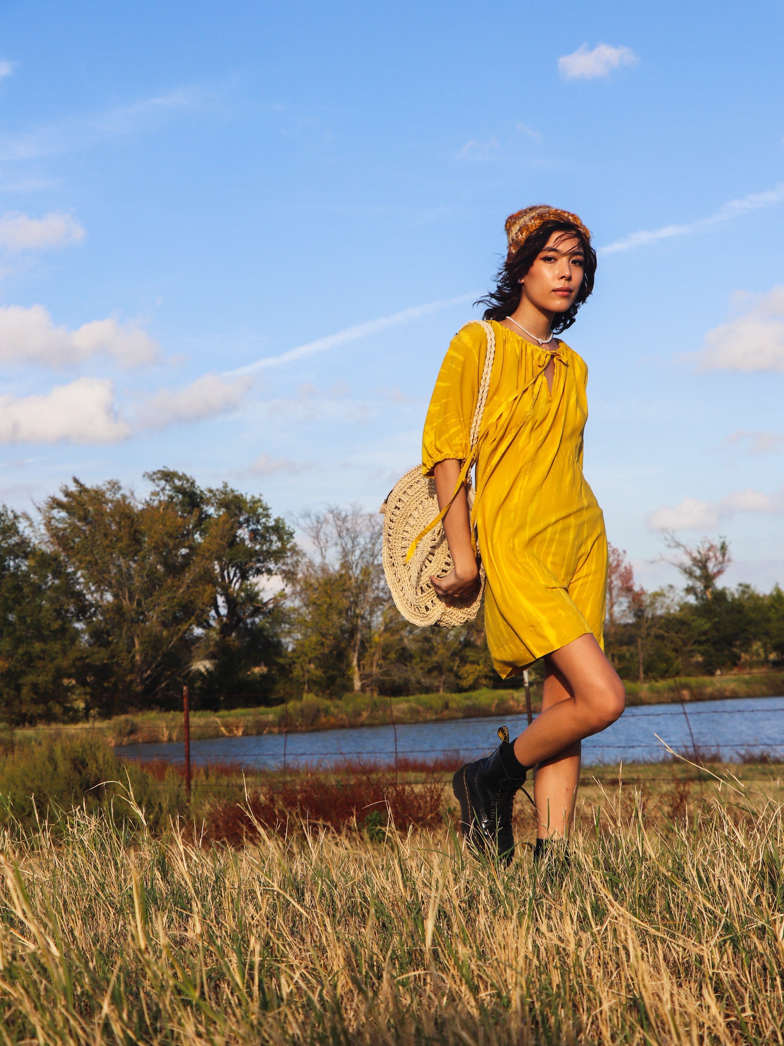 Luna Mustard Tie Dye Mini Dress | Golden Summer Festival Style
