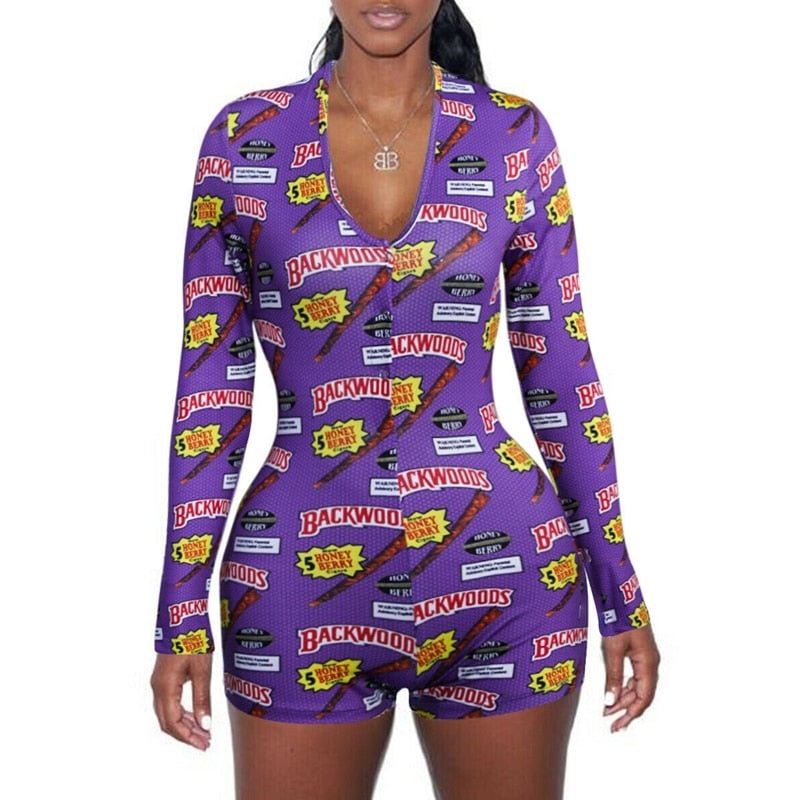 Sexy Women Bodysuit Long Sleeve Deep V Neck Bodycon Stretch Leotard