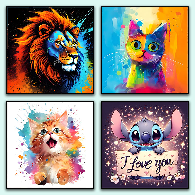 Canvas painting 4 piece set -Cartoon（50x50cm