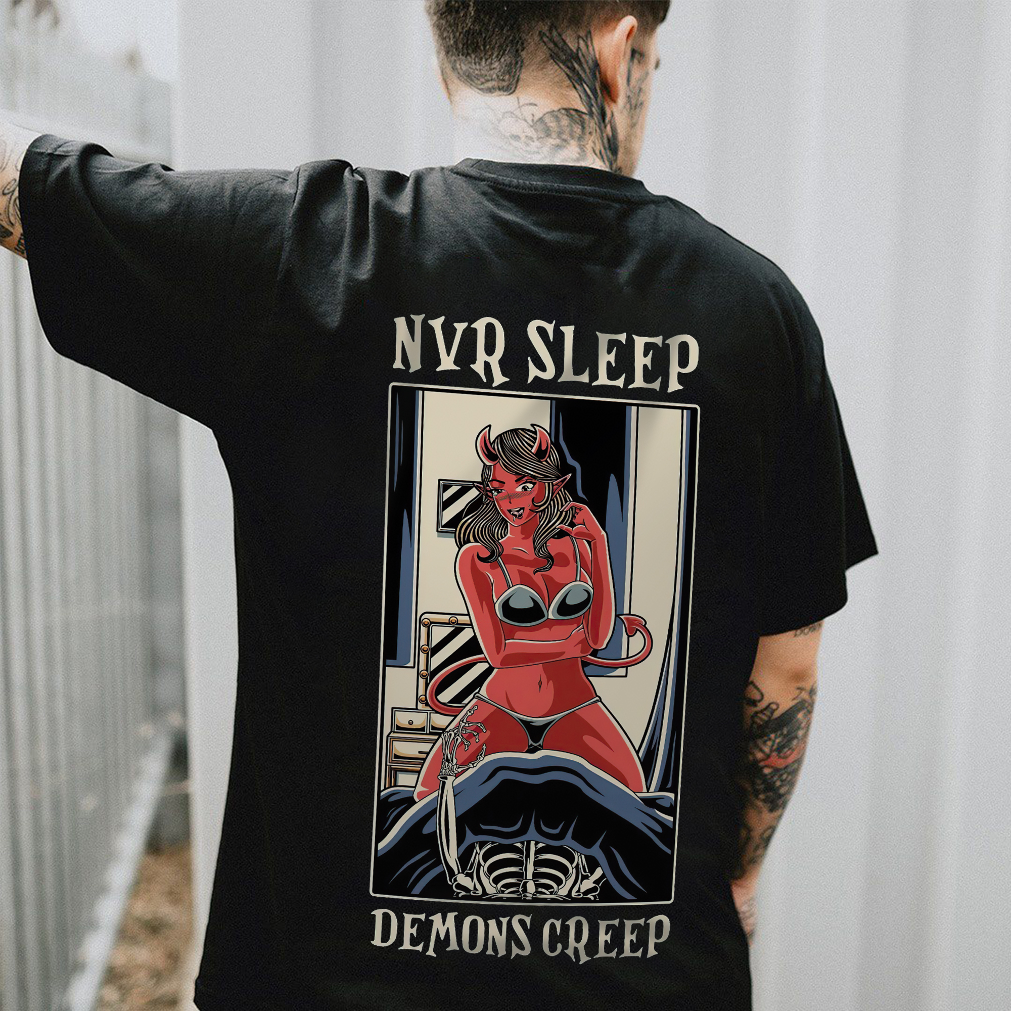 Nvr Sleep Demons Creep Printed Men's T-shirt