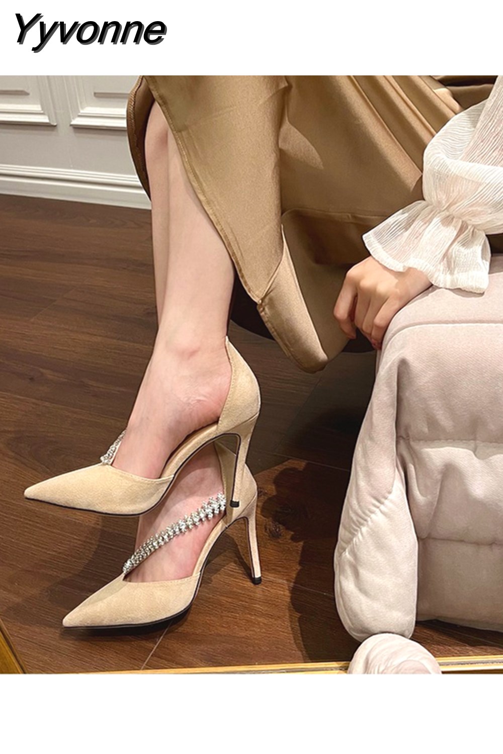 Yyvonne Fashion Brand Crystal Embellished High Heels Shoes Women ...
