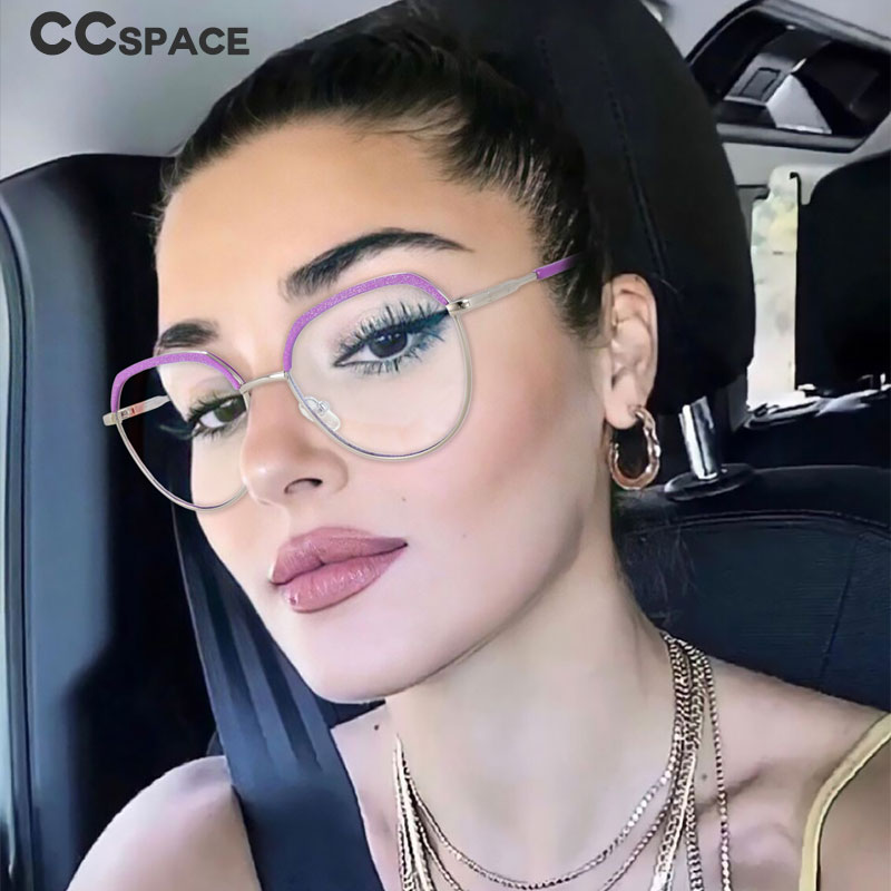 56485 Ladie's Luxury Metal Eyebrow Frame Optical Glasses Womenanti Blue ...