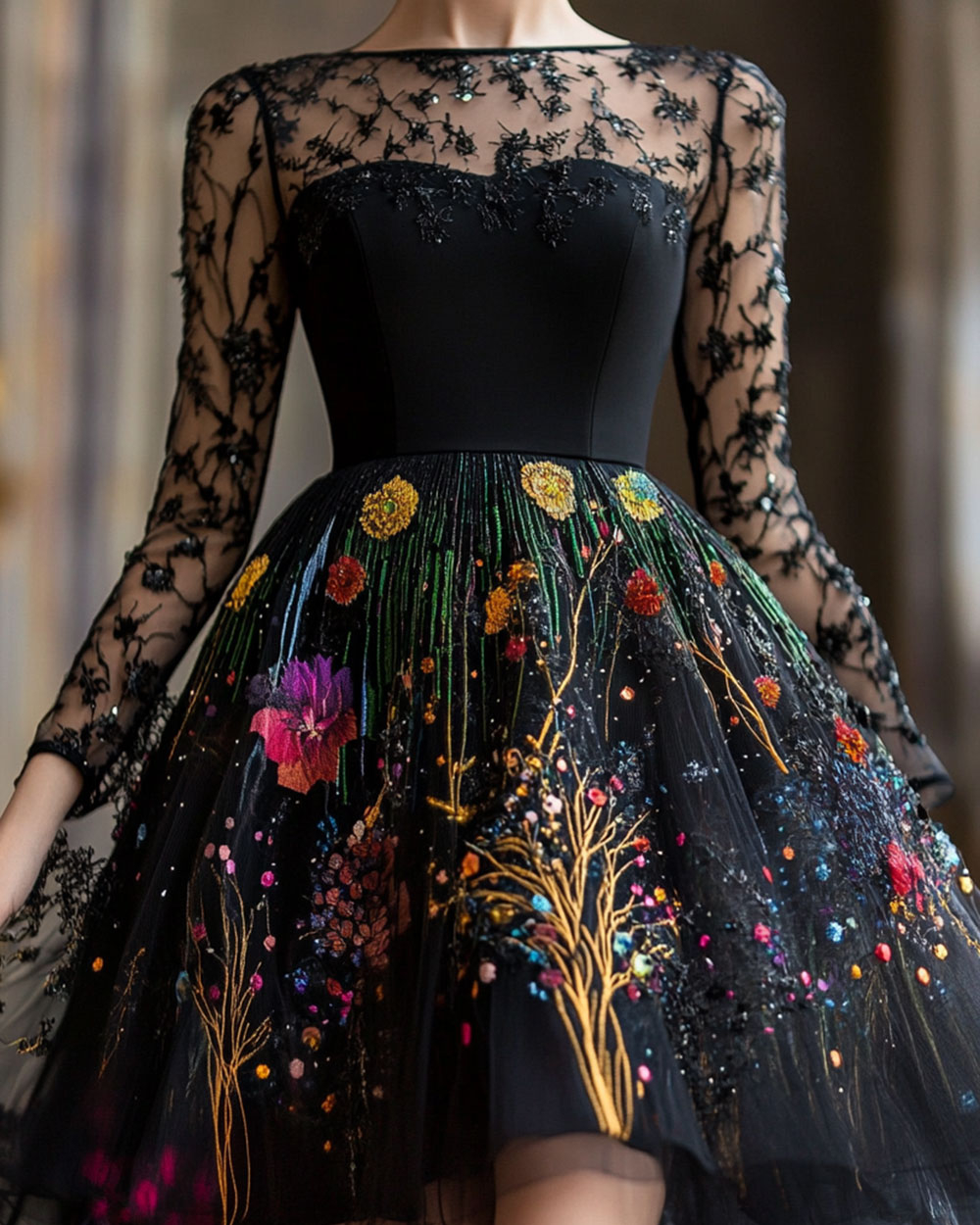 Christmas Embroidered Sequin Dress