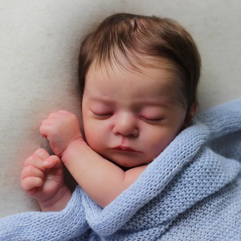 17" Adorable Sleeping Lifelike Handmade Silicone Reborn Baby Dolls Boy ...