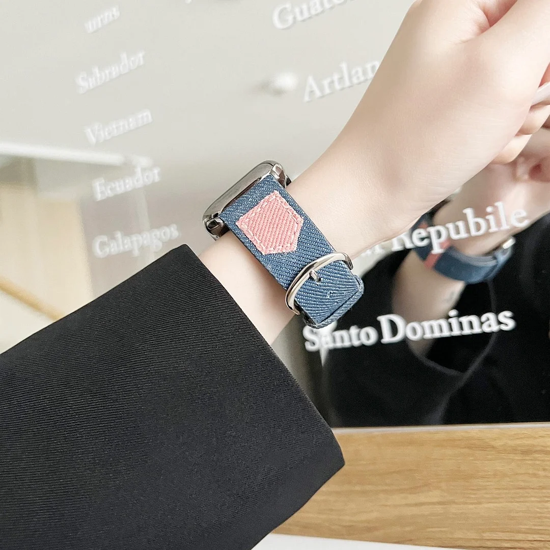 Denim Embroidery Watch Band