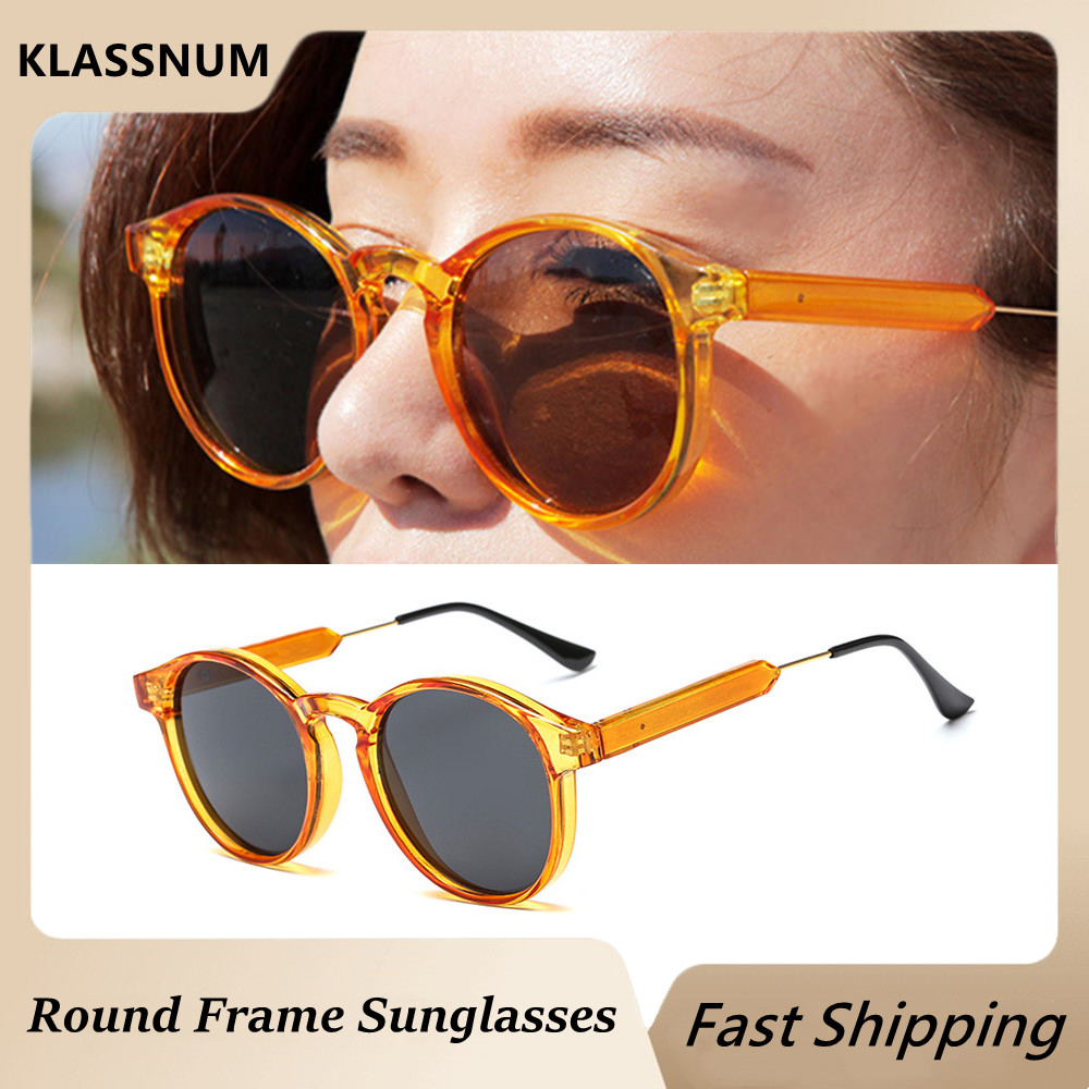 2024 Retro Round Sunglasses Women Men Brand Design Transparent Sun ...
