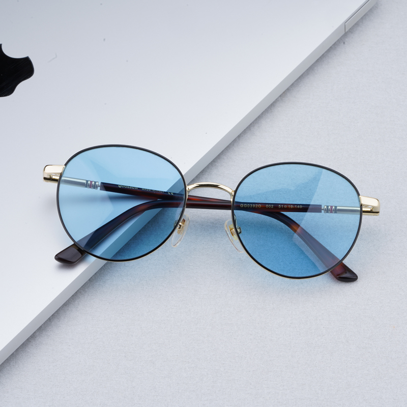 Metal Spring Hinge Sunglasses Polarized Round Sunglasses Women Blue Sun ...