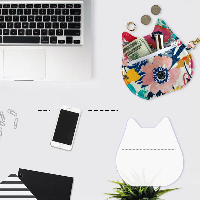 Cute Cat Zipper Pouch Template Ruler - With Instructions