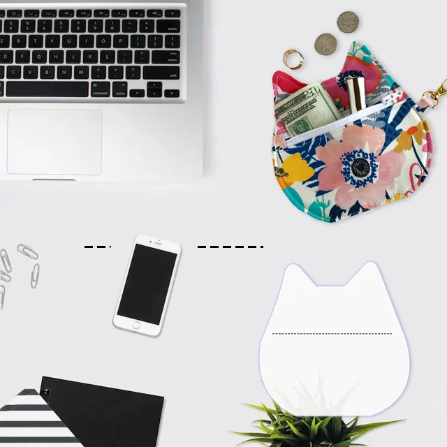 Cute Cat Zipper Pouch Template Ruler - With Instructions