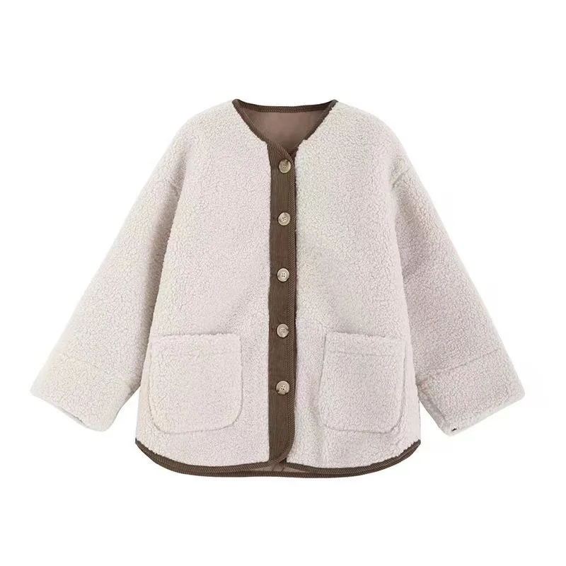 VINTAGE CONTRASTING LAMB WOOL JACKET