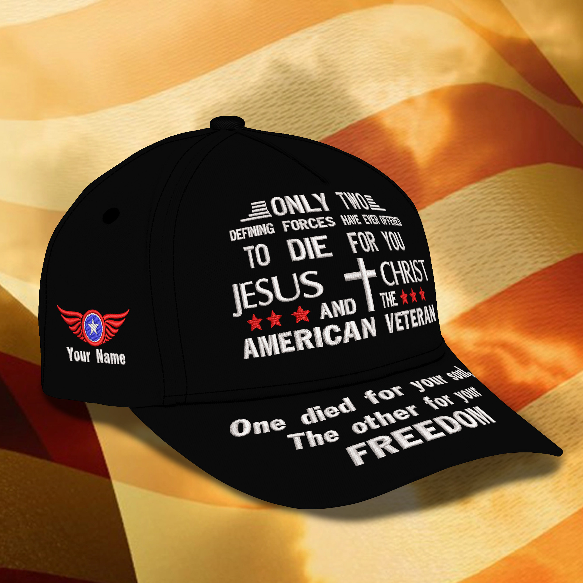 Custom Embroidery Cap - Jesus Christ And The American Embroidery Cap