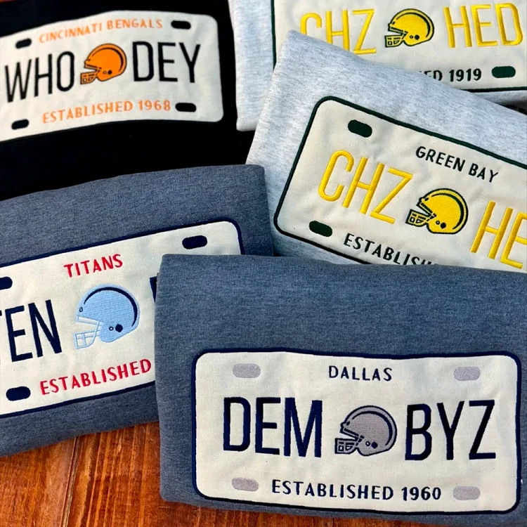 Custom License Plate Team Embroidered Sweatshirt