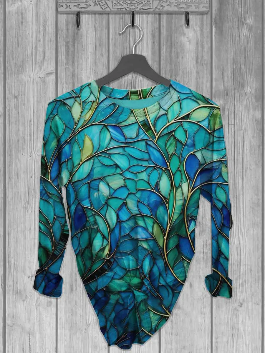 Unisex Leaf Glass Abstract Print Design T Shirt