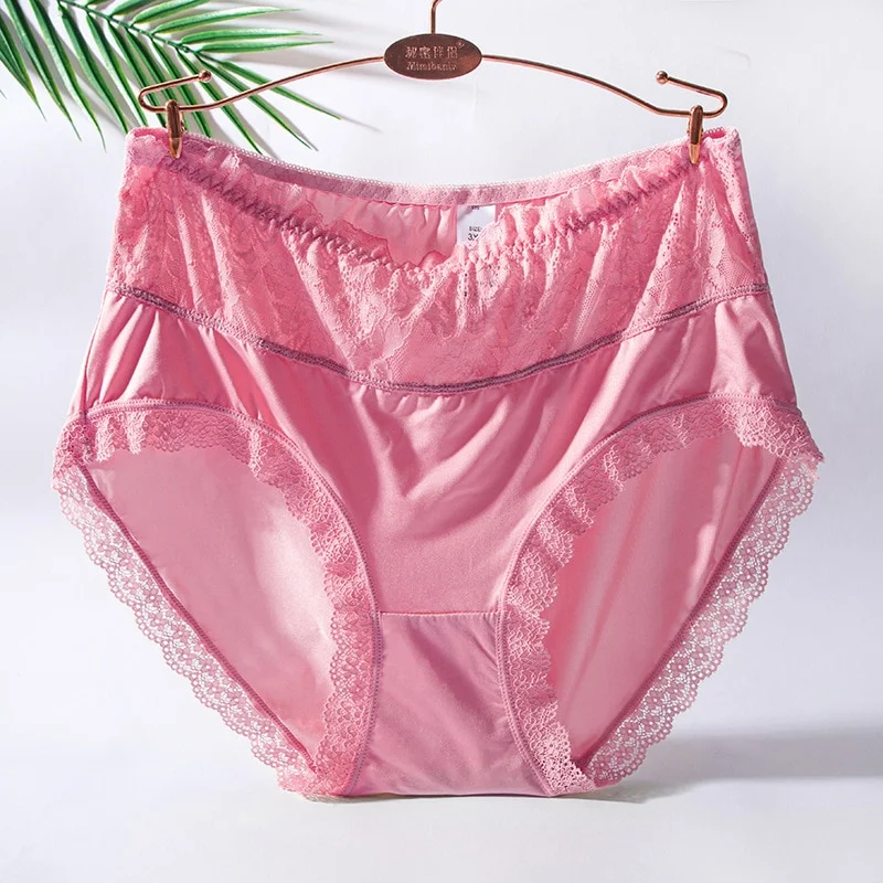 Uaang 4XL 5XL Large Size Women Sexy Lace Ice Silk Underwear High Waist ...
