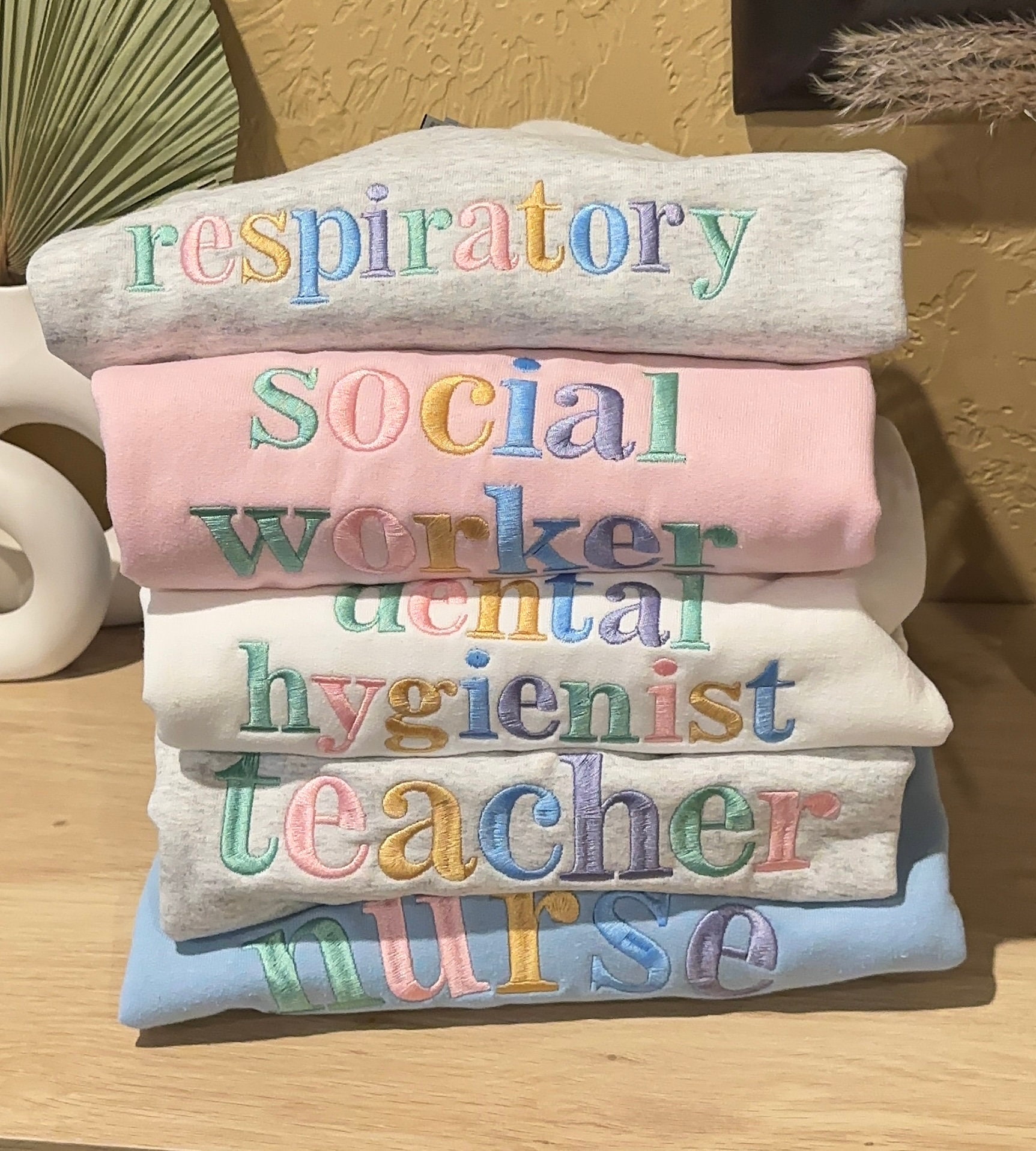 Custom pastel colors career embroidered sweatshirt