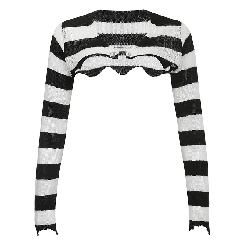 CONTRAST STRIPED CUT OUT KNIT SMOCK