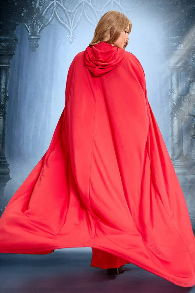 Plus Size Halloween Red Cloak Lace Up Maxi Dress (Only Cloak And Dress ...