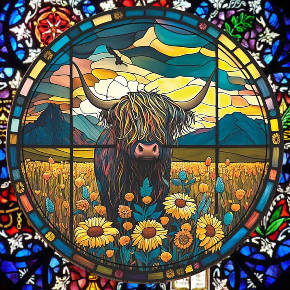 Stained Glass Yak (canvas) full round/square drill diamond painting