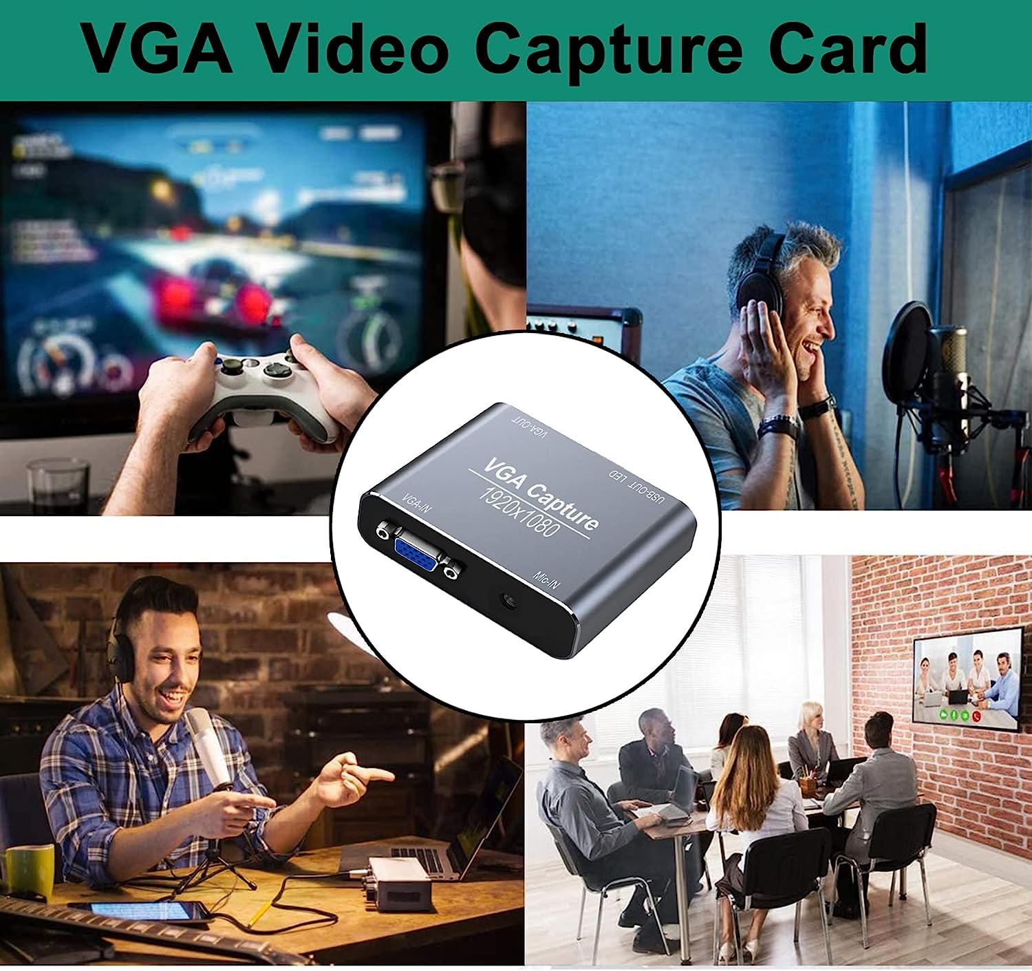 VGA Capture Card, VGA to USB Capture Device with VGA Loopout, Mic Input ...