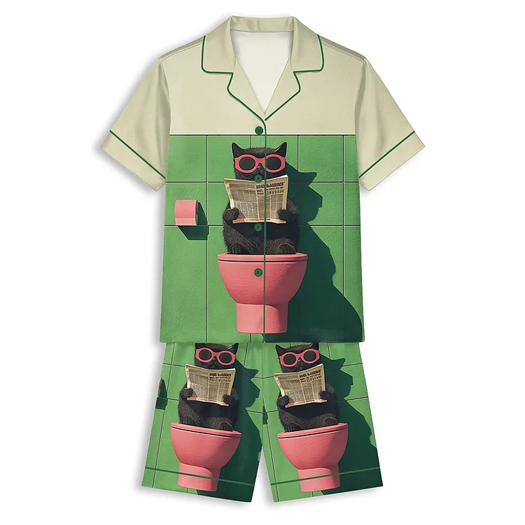 Tokyover Funny Black Cat With Sunglasses On Toilet Unisex Short Sleeve ...