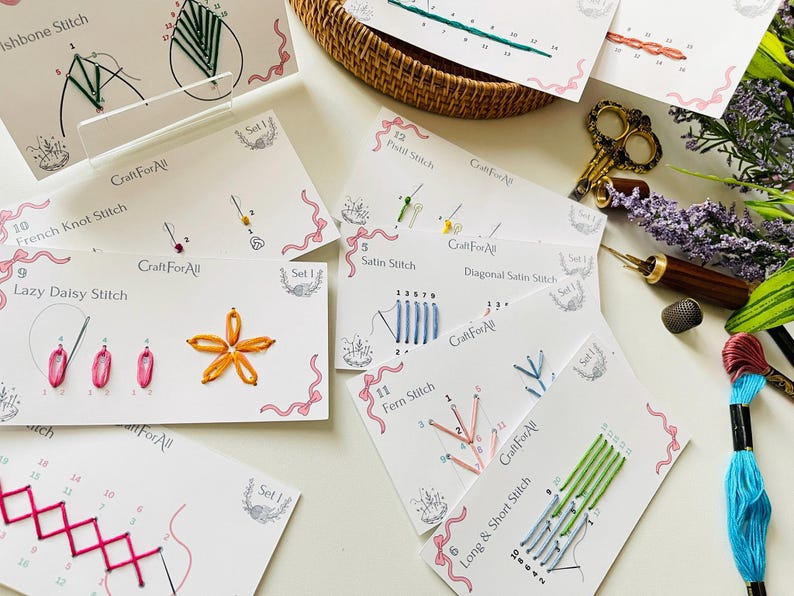 Perforated Embroidery Cards Starter Kit | Beginner Colored Cards ...