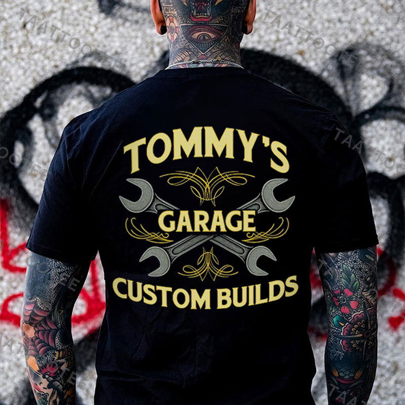 TOMMY'S GARAGE CUSTOM BUILDS Phantom Pinstripe Wrench Print Men's T-shirt