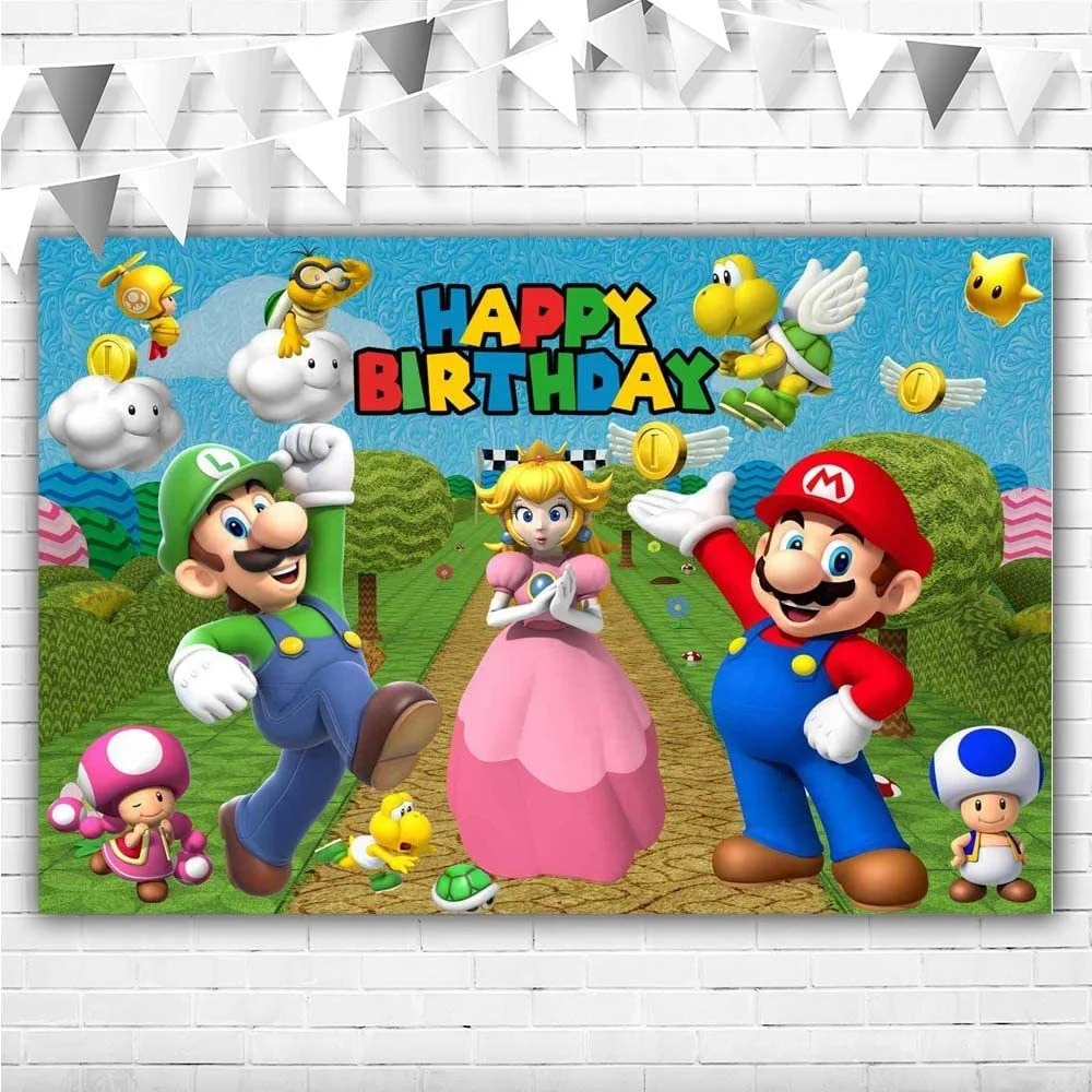 Shop Affordable Princess Super Mario Bros Cartoon Birthday Backdrop