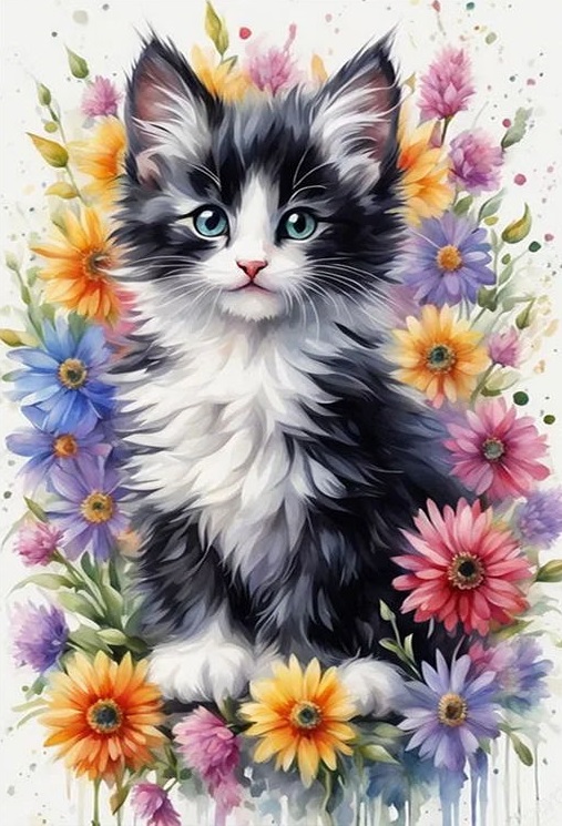 DIY Painting By Numbers | Cat In The Flower - 40*50cm