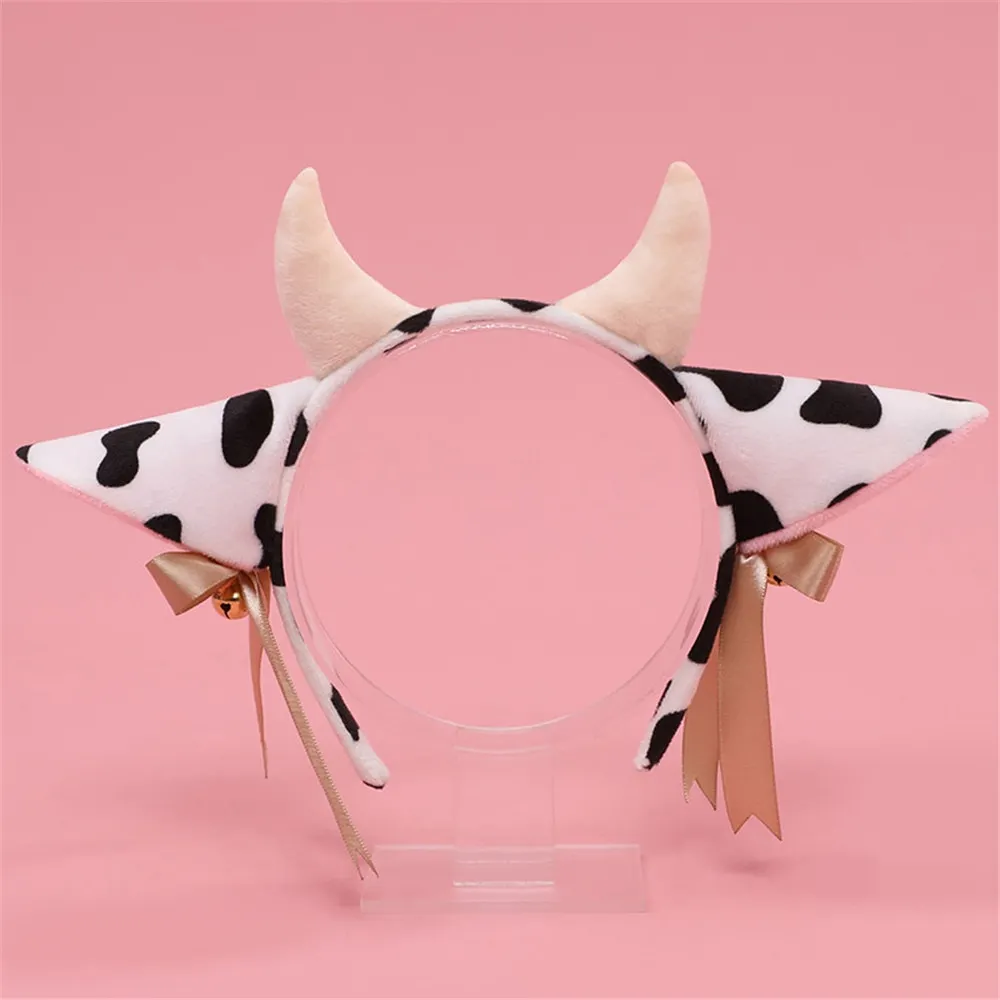 Billionm 1 Pcs Cartoon Plush Cow Ears Headband with Ribbon Bow Bells ...