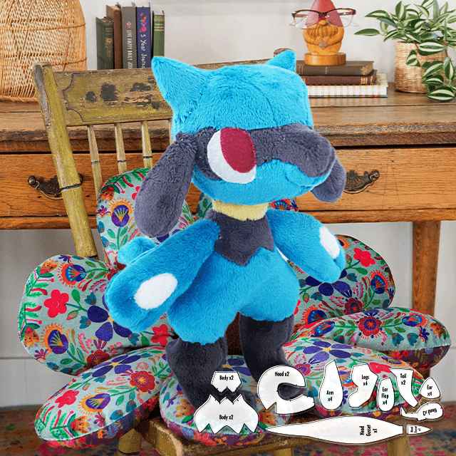 Riolu Plush Sewing Template(11 Pcs)-With Instruction