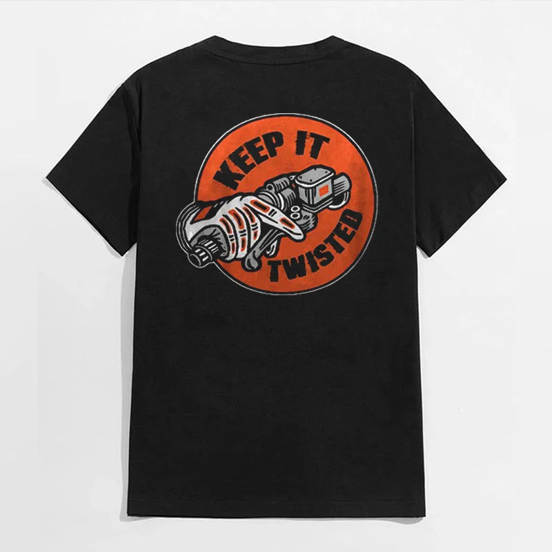KEEP IT TWISTED Motor Head Graphic Casual Print T-shirt