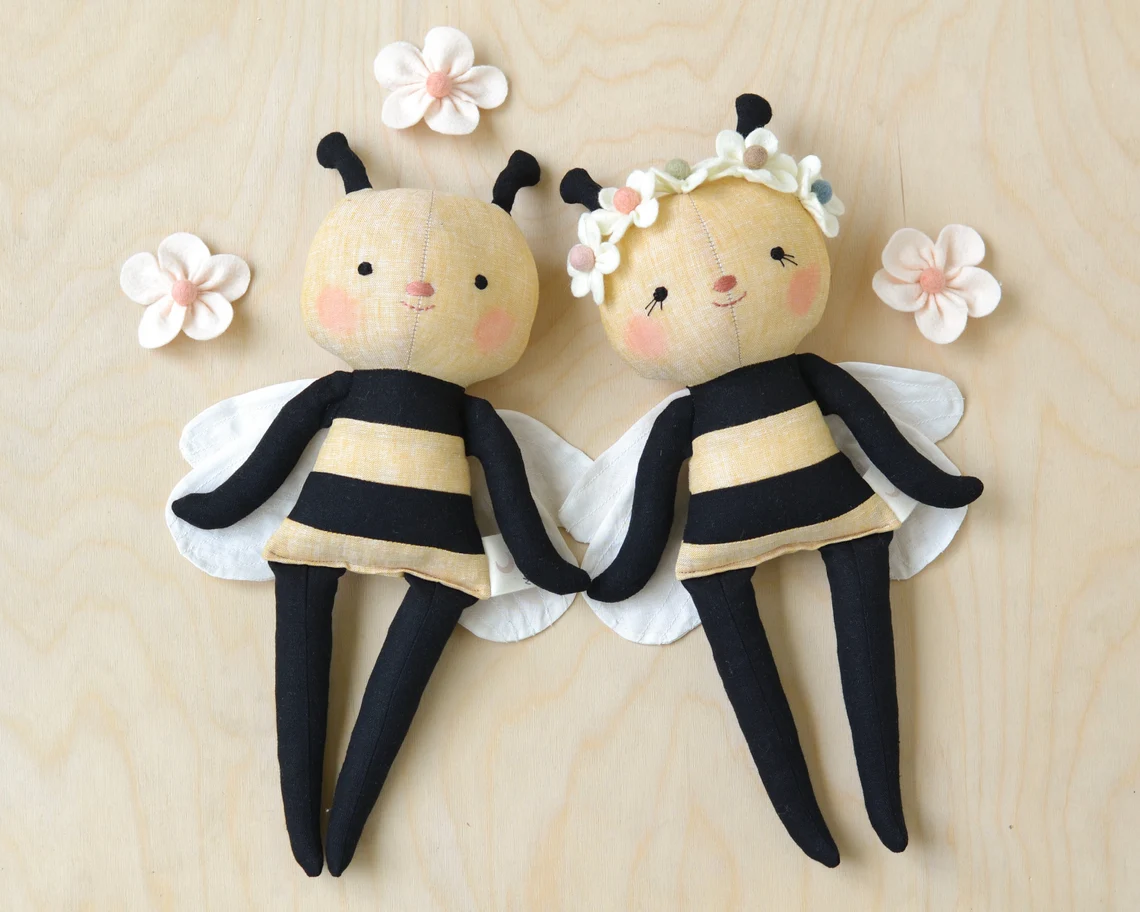 Bee Doll Plush Toy Template + Tutorial