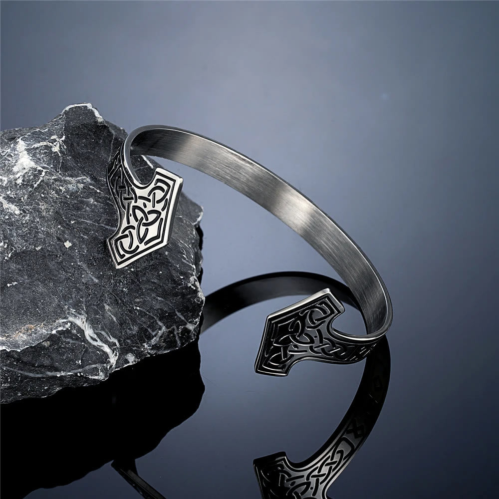 Coutureaura Mjolnir Celtic Knot Bangle Rune Bracelet