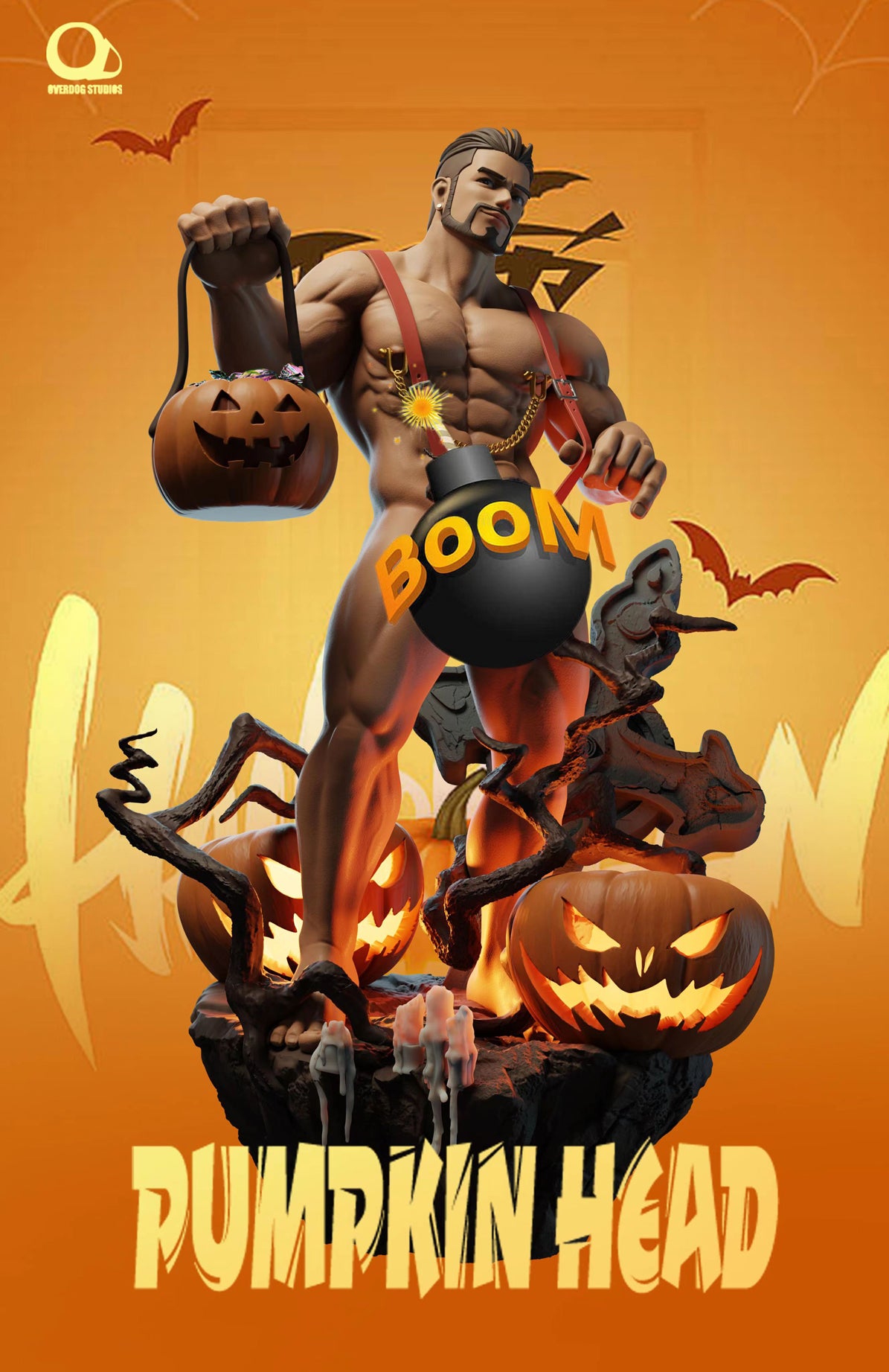 1/6 Scale Halloween Pumpkin Professor Turo with LED - Pokemon Resin ...