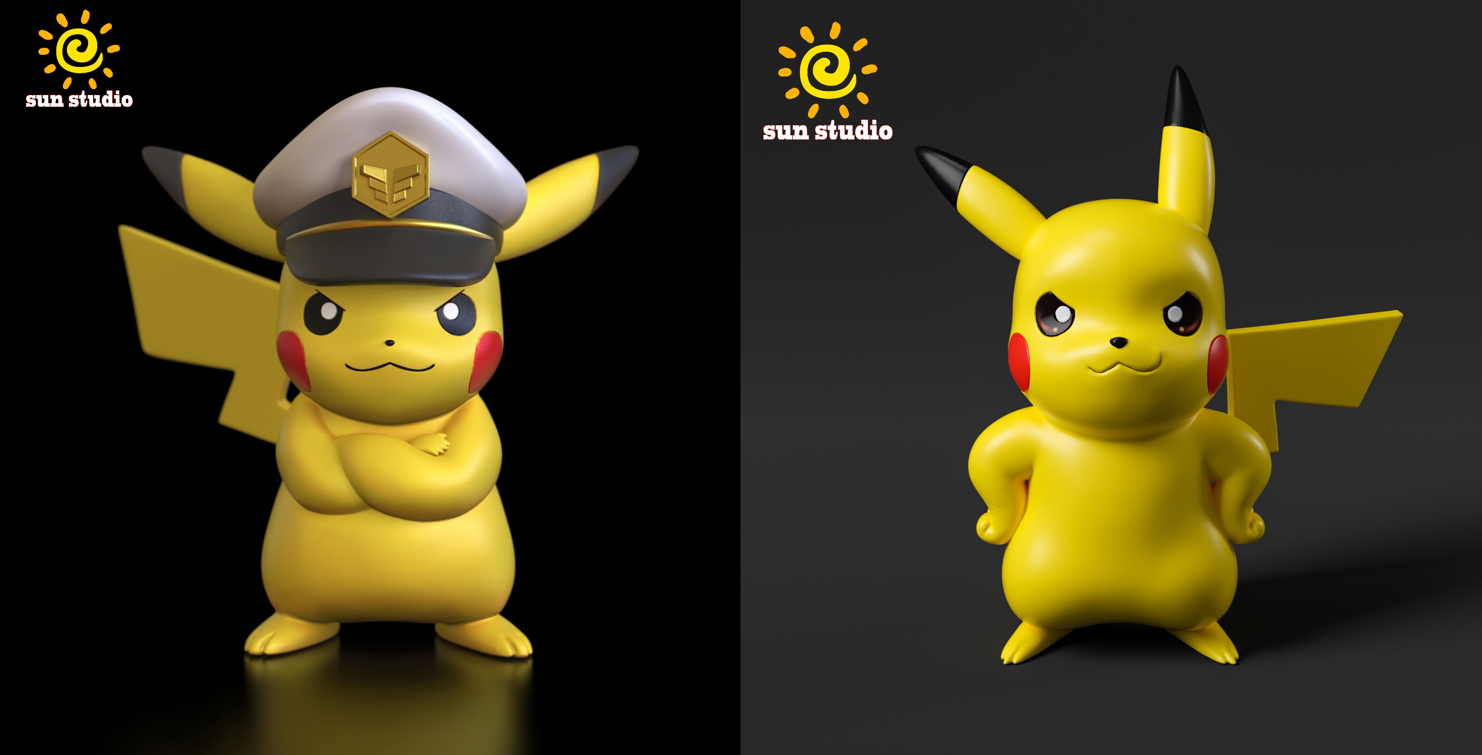 Small & Big Scale Captain Pikachu & Proud Pikachu - Pokemon Resin ...