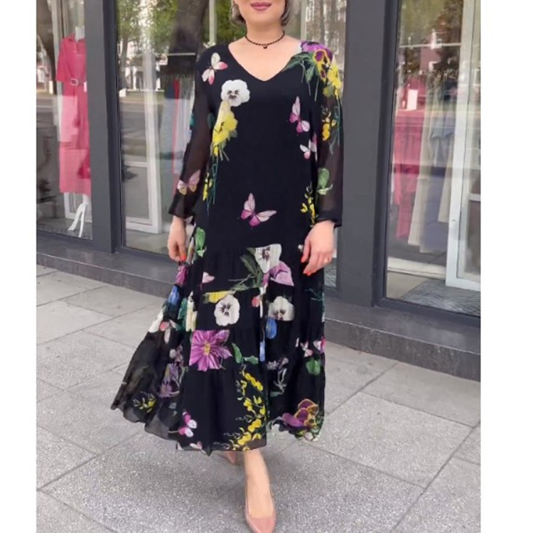 V-neck Half Sleeve Dress For Elderly Women & Senior Ladies ...