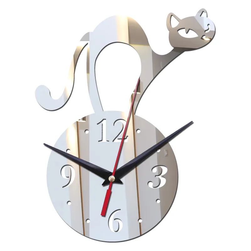 Nigikala Clocks Acrylic Material DIY Brief Style Cat Decoration Home ...