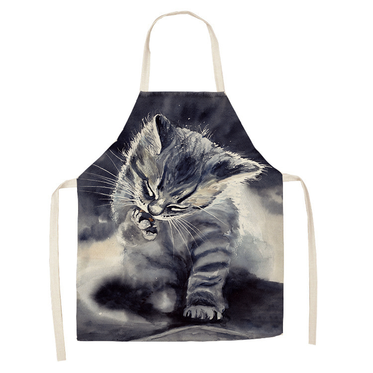 Linen Kitchen Apron - Cat