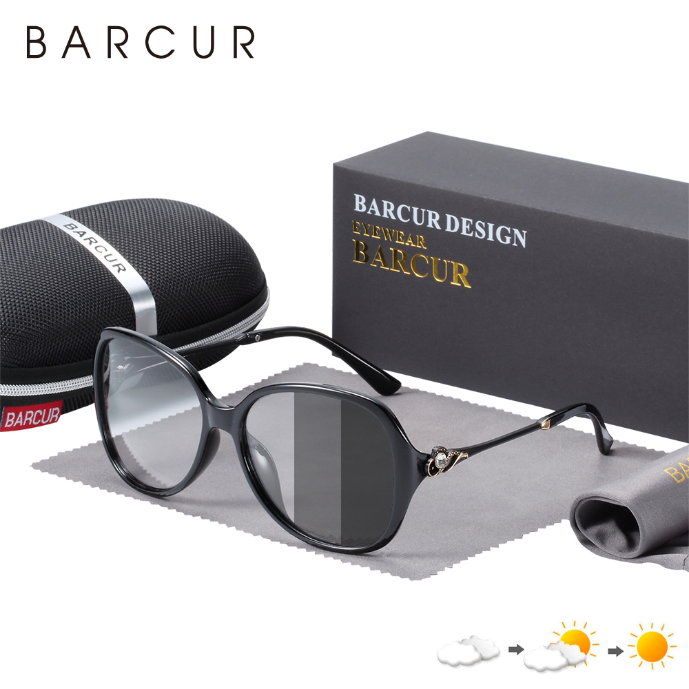 BARCUR Photochromic Sunglasses Women Oval Polarized Round Sun Glasses ...