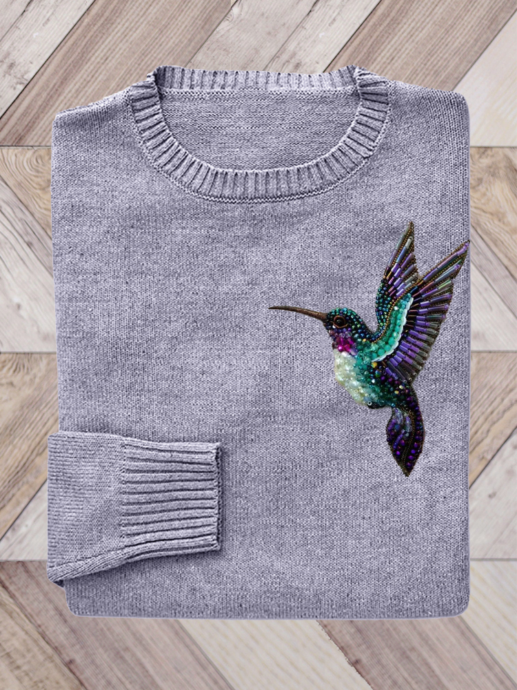 Hummingbird Jewelry Art Cozy Knit Sweater