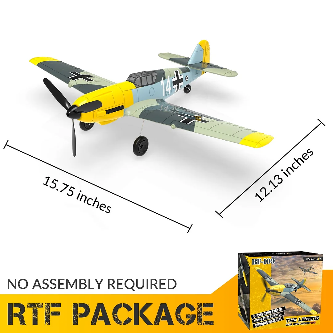 VOLANTEXRC BF109 Warbird 4ch RTF Remote Control Airplane for Beginners ...