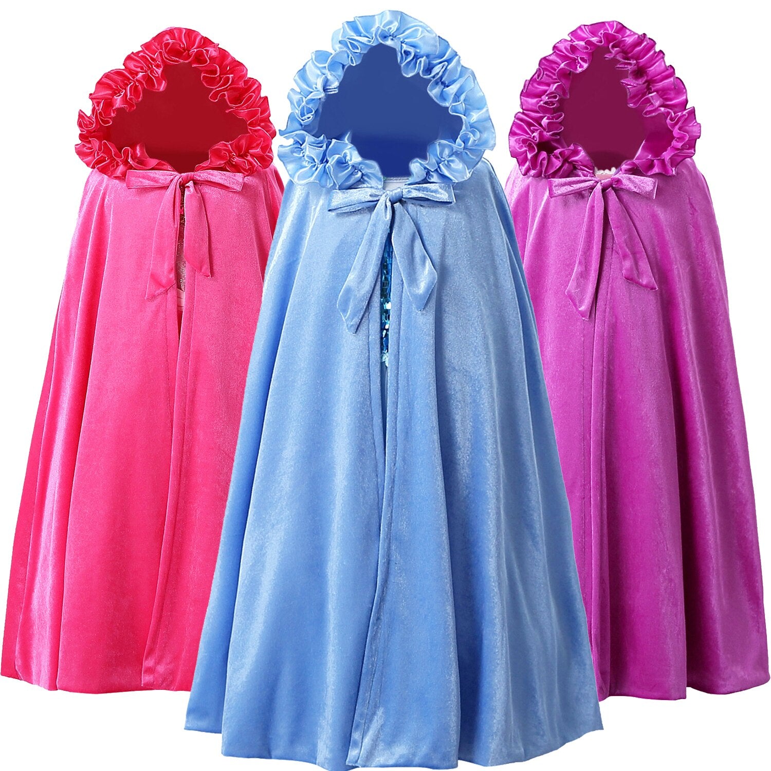 Children Girls Cosplay Velvet Hooded Princess Cloak Floor Length Winter ...