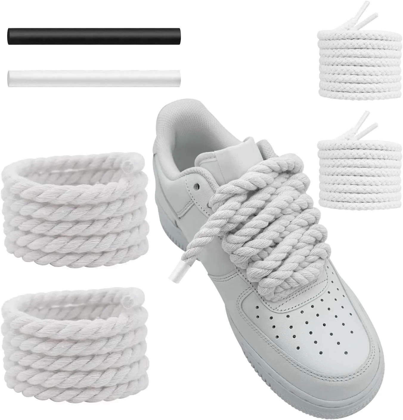 GAR BETHE Thick Rope Shoe Laces For Air Force 1, 10mm/15mm Wide Round ...