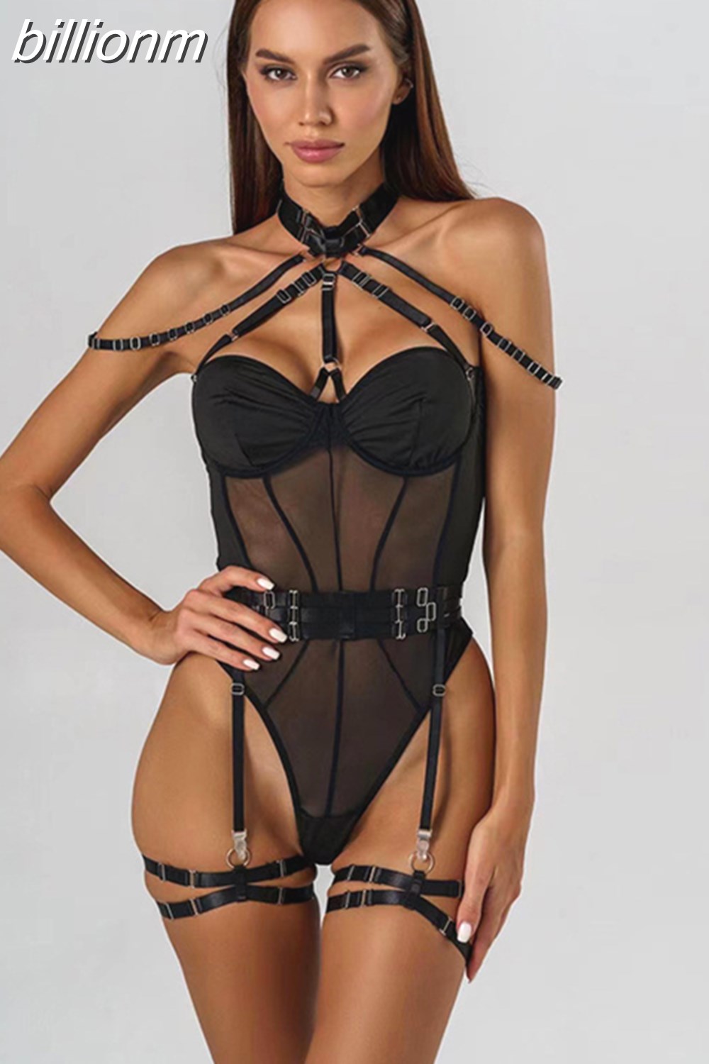 Billionm Halters Bodysuit With Gaters Sexy Lingerie For Women Body