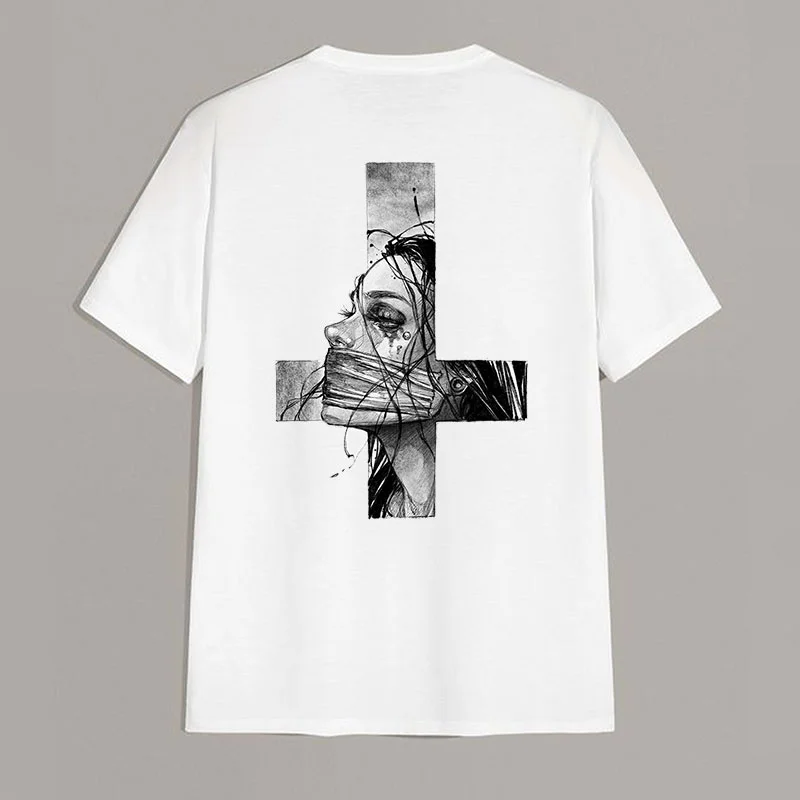Hopeless Lady Was Crucified Dark Style Print T-shirt