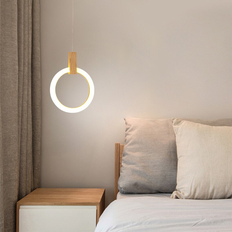 Ring Shaped Wooden Led Pendant Lights Bedroom Pendant Lamp Dining Room ...