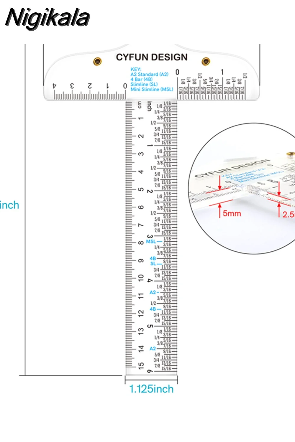 Nigikala Clear Acrylic T-Square Ruler For Easy Reference While Crafting ...