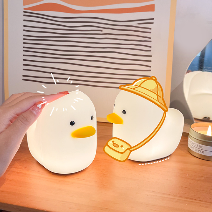 Cute Duck Night Light - Touch Control & Rechargeable Silicone Table ...