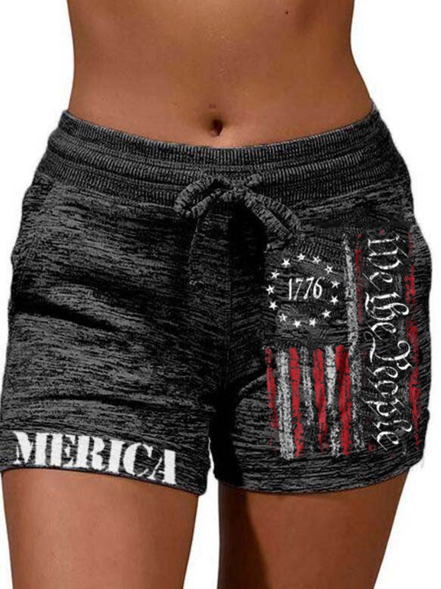 1776 We The People American Flag Drawstring Shorts